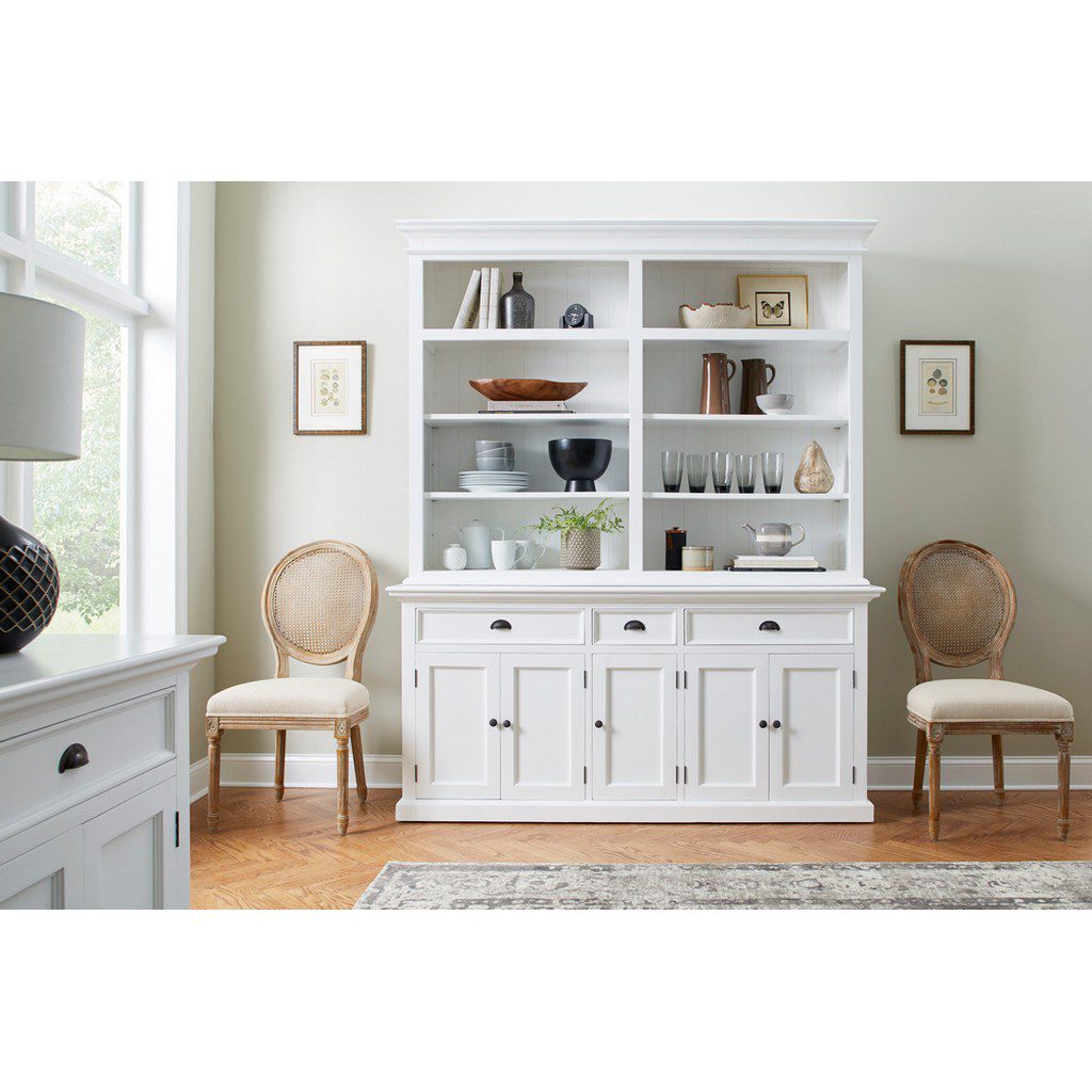 Halifax Classic Extra Large White Kitchen Dresser Bookcase in Mahogany Wood