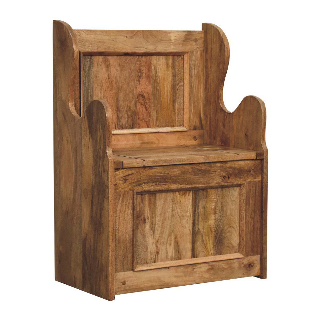 Cosgrove Small Vintage Pew Wooden Hall Bench with Storage Oak Finish